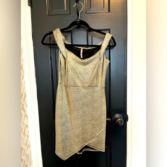 Dresses | Gold Chrome Mini Dress | Poshmark